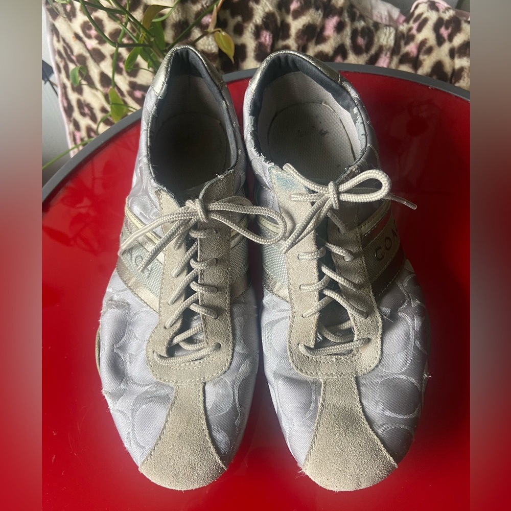 Coach Signature Designer Leather Fabric Laced Shoes - Gem